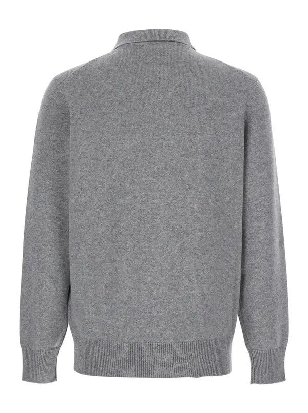 Brunello Cucinelli Grey Cardigan With Classic Collar And Patch Pockets On The Front In Cashmere For - Multicolor