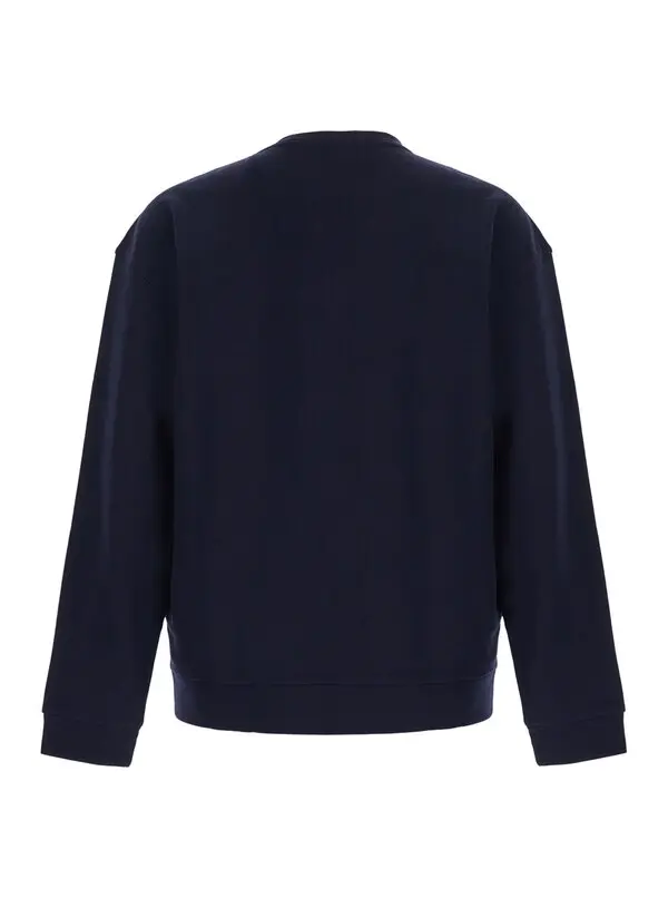 Giorgio Armani Sweatshirt With Embroidered Logo And Side Pockets In Blue For