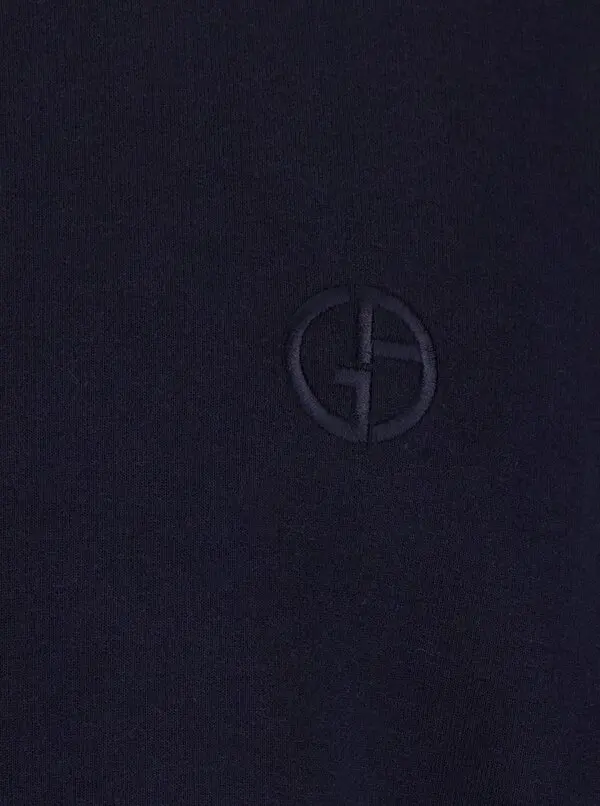 Giorgio Armani Sweatshirt With Embroidered Logo And Side Pockets In Blue For
