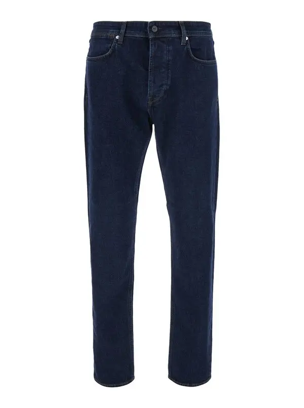 Stone Island Blue Slim Jeans With Logo Patch On The Back In Denim For - Multicolor