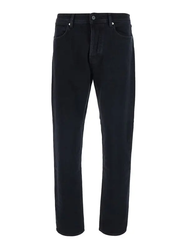 Stone Island Slim Jeans With Logo Patch On The Back In Denim For - Black