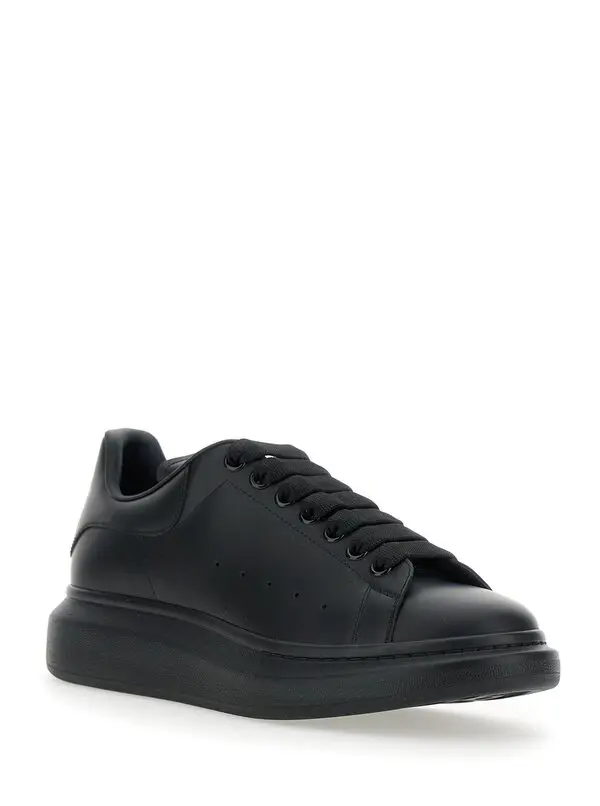 Alexander McQueen Oversize Sneakers With Logo Lettering On The Heel In Leather For - Black