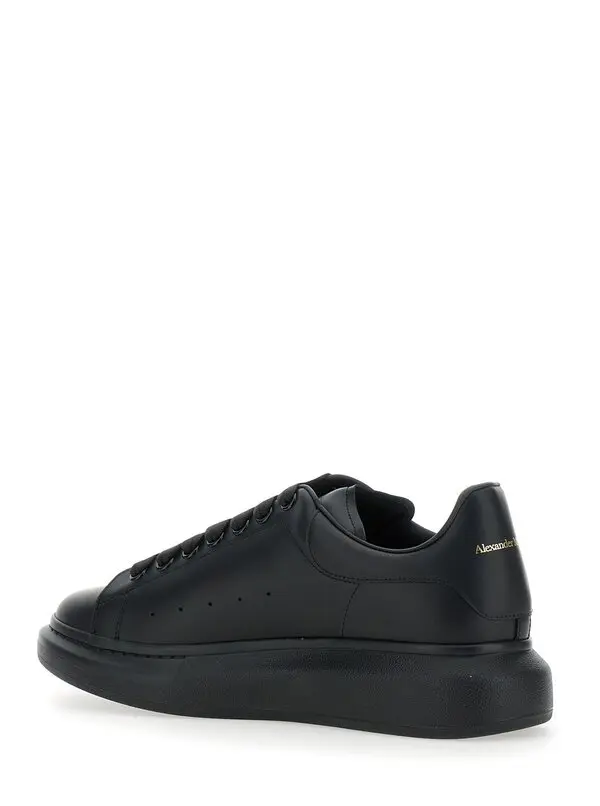 Alexander McQueen Oversize Sneakers With Logo Lettering On The Heel In Leather For - Black