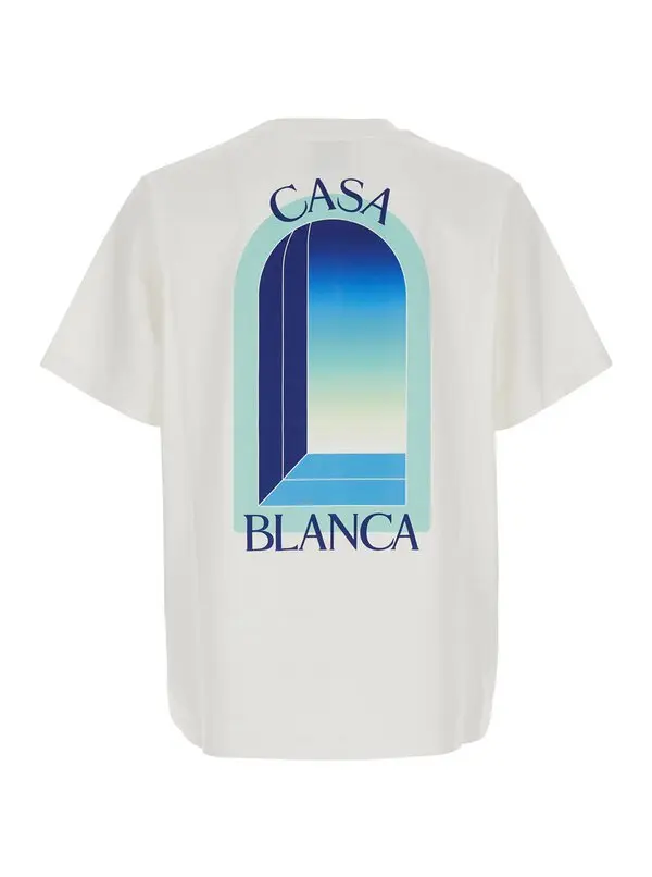 Casablanca White T-shirt With Logo Print On The Front And Back In Cotton For - Multicolor
