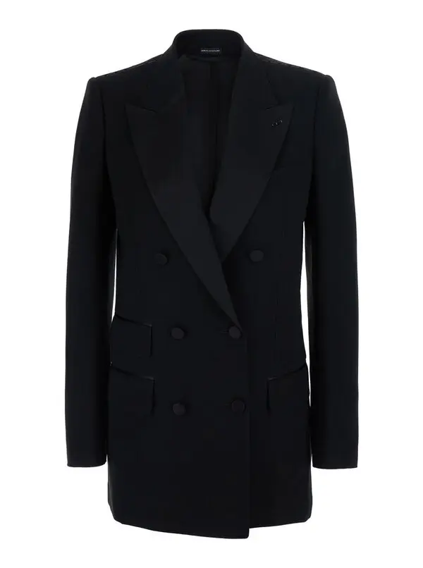 TOM FORD Light Virgin Wool Double Breasted Tuxedojacket