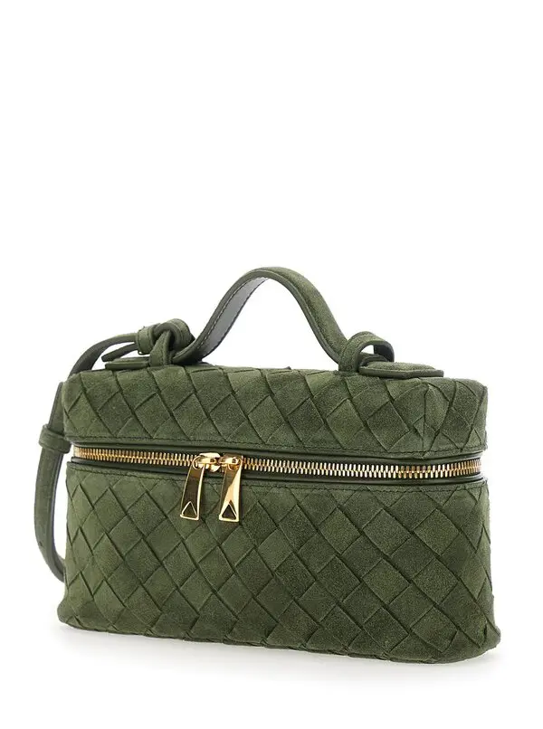 Bottega Veneta Bang Bang' Crossbody Bag With Removable Strap And Intrecciato Motif In Suede For - Green