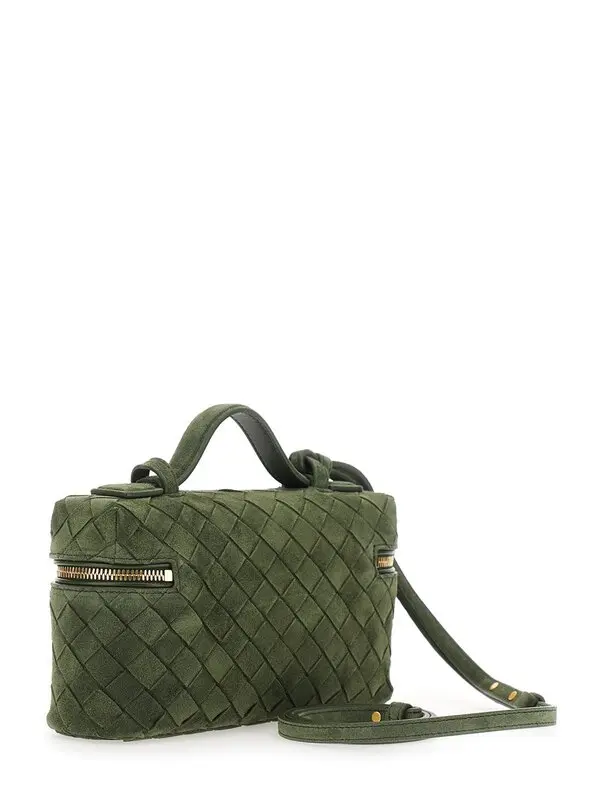Bottega Veneta Bang Bang' Crossbody Bag With Removable Strap And Intrecciato Motif In Suede For - Green