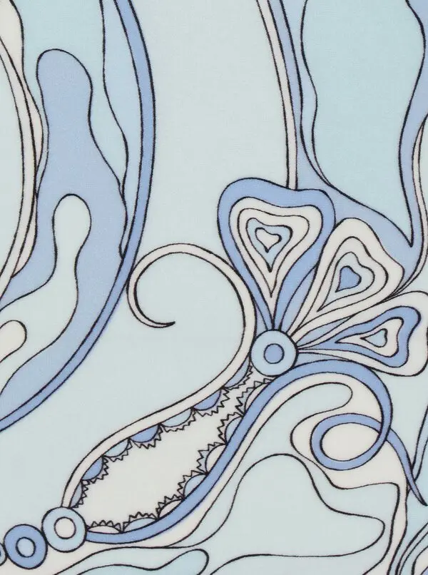 Emilio Pucci Light Blue Swimsuit With Halterneck Tie Closure And All-over Orchidea Print In Stretch Tech Fabric For - Multicolor