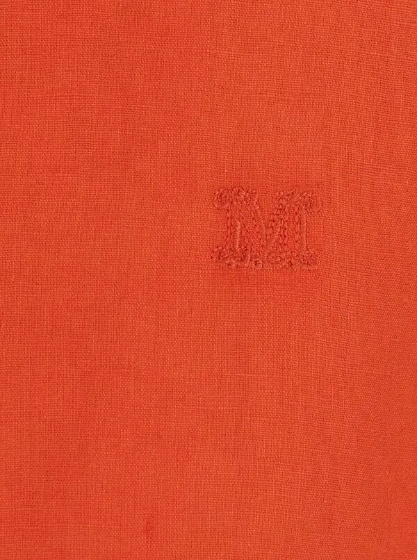 Max Mara Shirt With Classic Collar And Tone-on-tone Logo Embroidery In Linen For - Red
