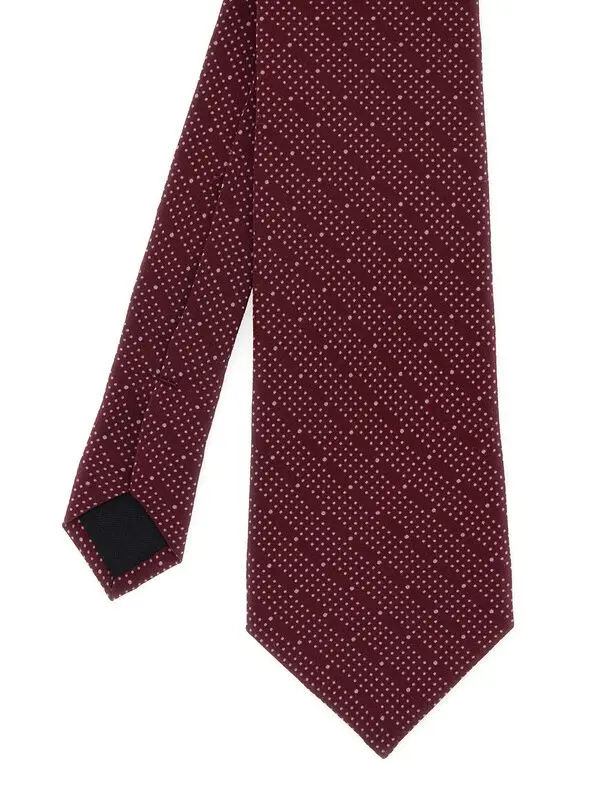 Saint Laurent Bordeaux Tie With All-over Polka Dot Motif In Silk For - Multicolor