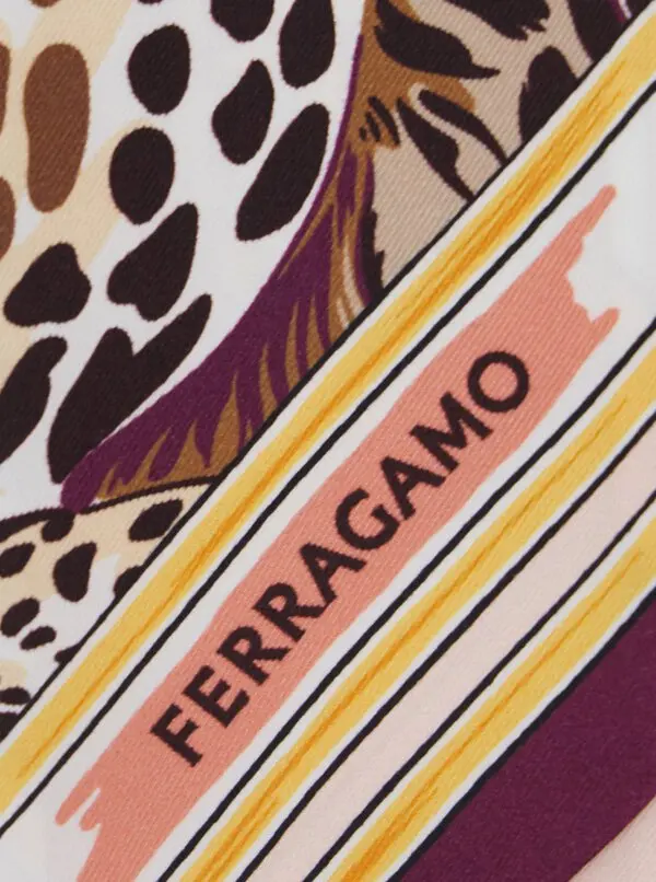 FERRAGAMO Scarf With All-over Print And Embossed Logo Lettering In Silk For - Pink
