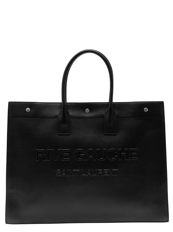 Saint Laurent Rive Gauche Large Tote Bag In Smooth Leather - Black