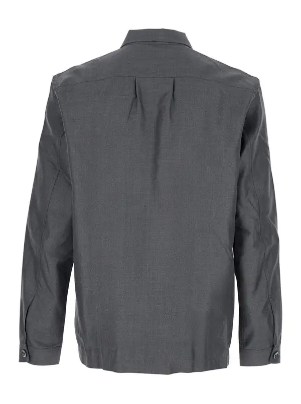 TOM FORD Grey Shirt With Chest Pocket In Silk