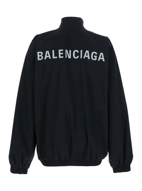 Balenciaga Black High Neck Sweatshirt With Logo Lettering On Front And Rear In Tech Fabric - Multicolor