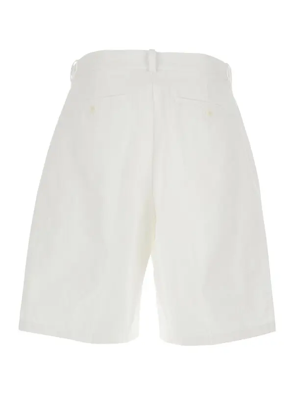 Casablanca White Bermuda Shorts With Logo Plate On The Belt Loop And Wide Leg In Cotton - Multicolor