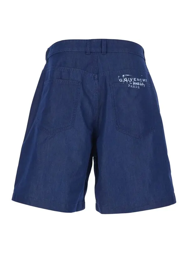 Givenchy Blue Bermuda Shorts With Logo Print On The Back In Cotton Blend For