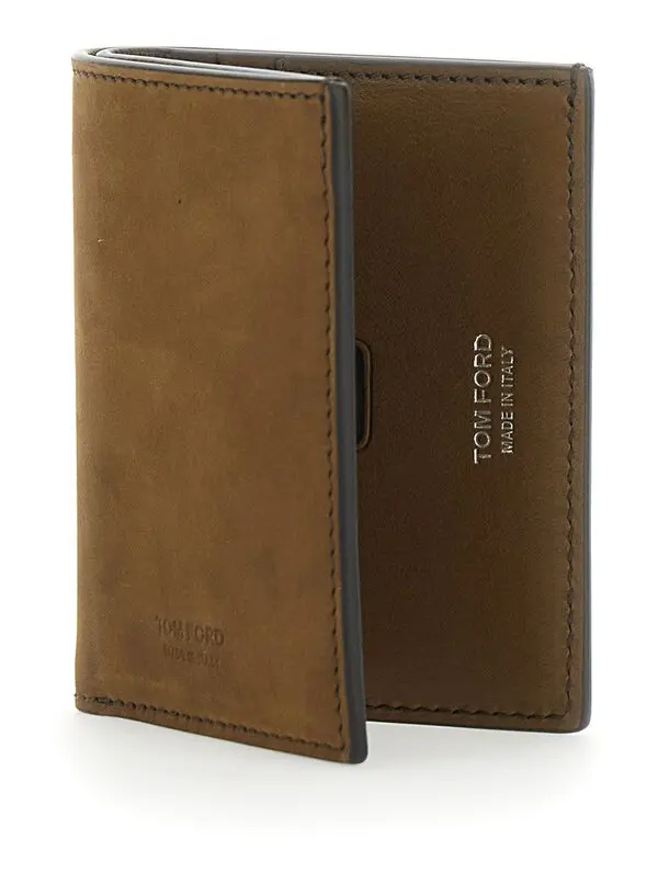 TOM FORD Leather Card Holder With Logo Lettering On The Front For
