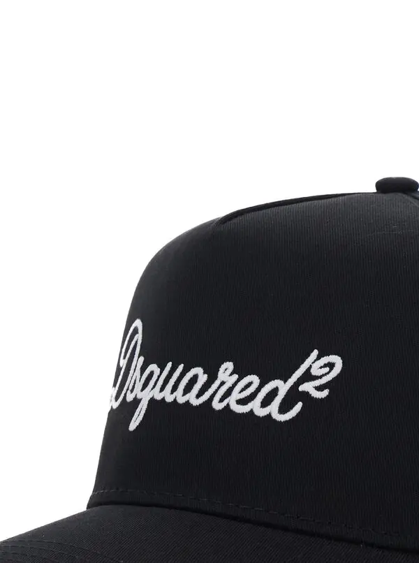 Dsquared2 Black Cotton Baseball Cap With Front Logo Lettering For