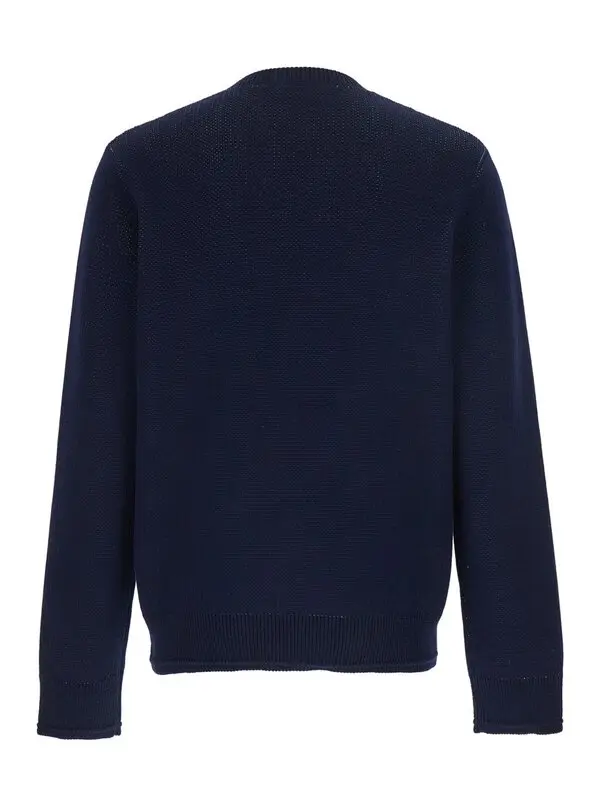 Givenchy Blue Crew Neck Sweater With Logo Lettering On The Front In Cotton For - Multicolor
