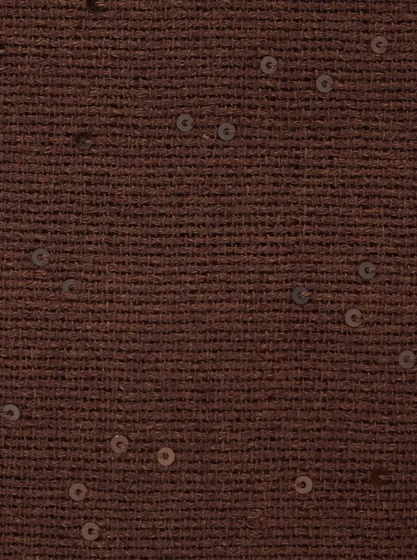 Brunello Cucinelli Brown Rectangular Scarf With Sequin Decoration In Cashmere And Silk Blend For - Multicolor