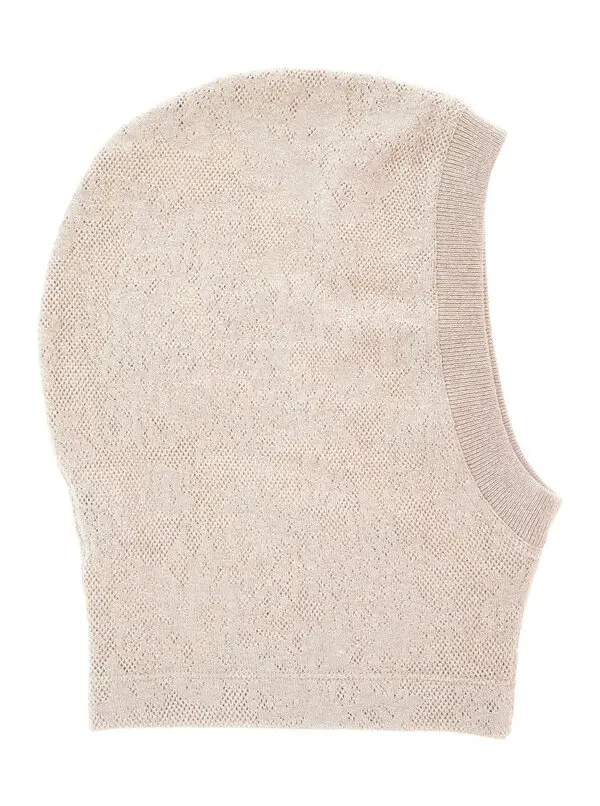 Brunello Cucinelli Beige Balaclava Hat With Ribbed Edges In Wool Blend For - Multicolor