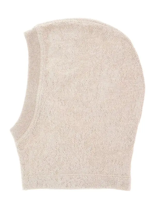 Brunello Cucinelli Beige Balaclava Hat With Ribbed Edges In Wool Blend For - Multicolor