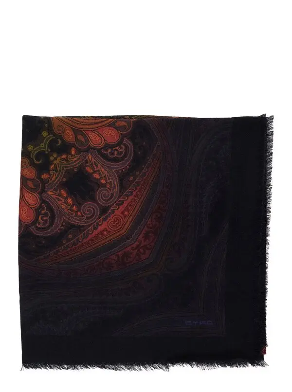 Etro Aida' Scarf With Logo Lettering And All-over Print In Modal And Cashmere For - Multicolor