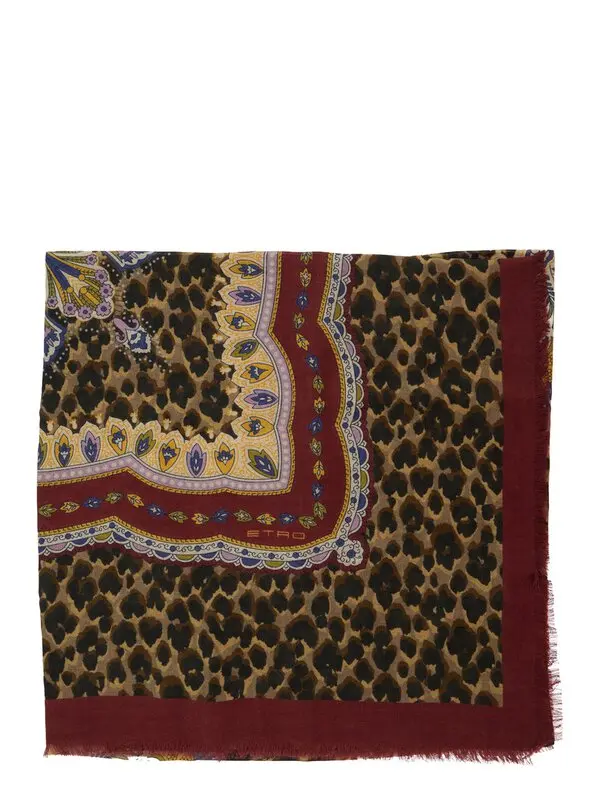 Etro Aida' Scarf With Logo Lettering And All-over Print In Modal And Cashmere For - Multicolor