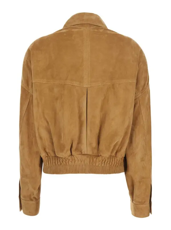 Versace Beige Jacket With Pointed Collar And Logo Jewel Buttons In Suede For - Multicolor