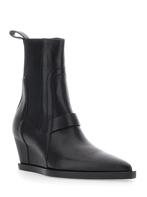 Rick Owens Sharp Wedge Sliver' Black Ankle Boots With Pointed Design And Tapered Wedge In Leather For - Multicolor
