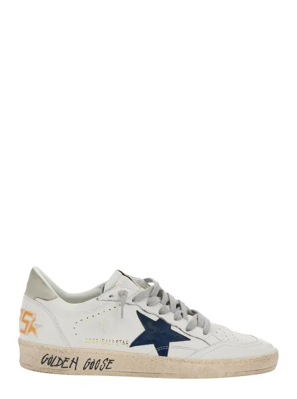 GOLDEN GOOSE Ballstar' Sneaker Low Top With Star Patch On The Side And Maxi Lettering On The Back In Leather For - White