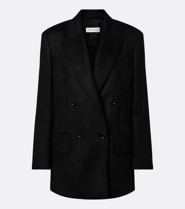 Max Mara Double-breasted Camel Hair Blazer - Black