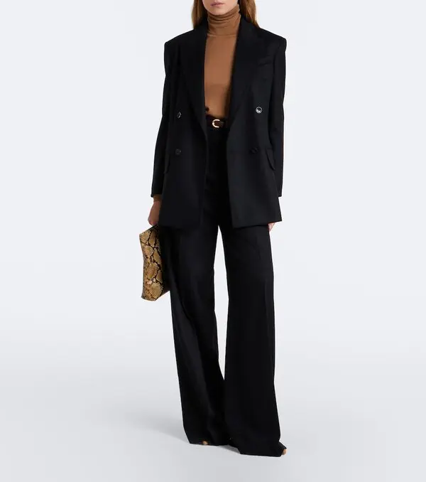 Max Mara Double-breasted Camel Hair Blazer - Black