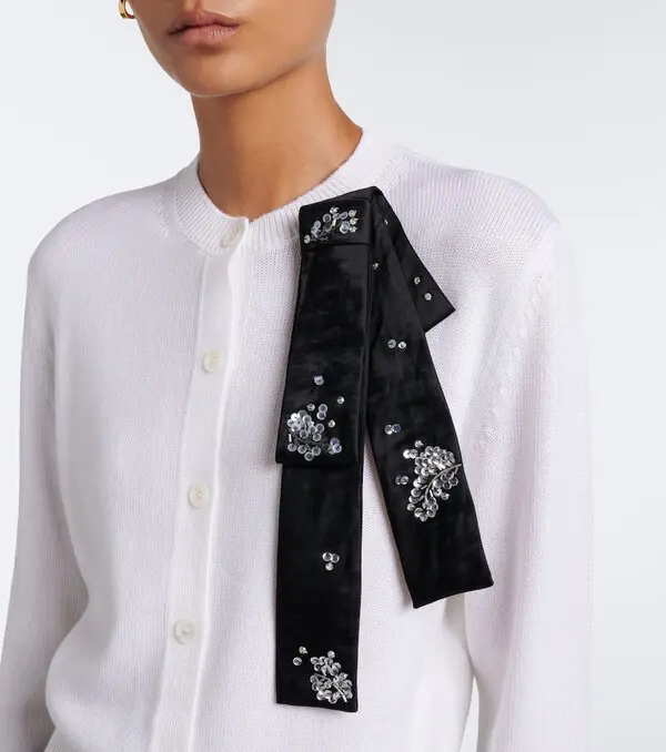 Erdem Embellished Wool Cardigan - White