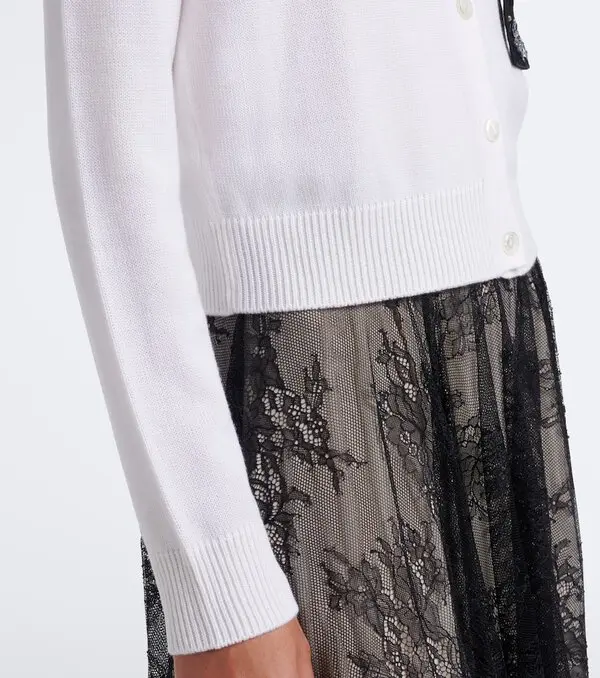 Erdem Embellished Wool Cardigan - White
