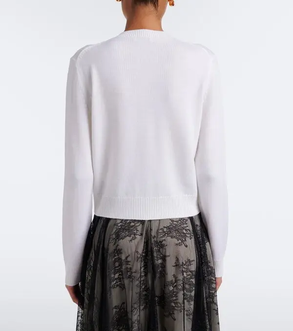 Erdem Embellished Wool Cardigan - White