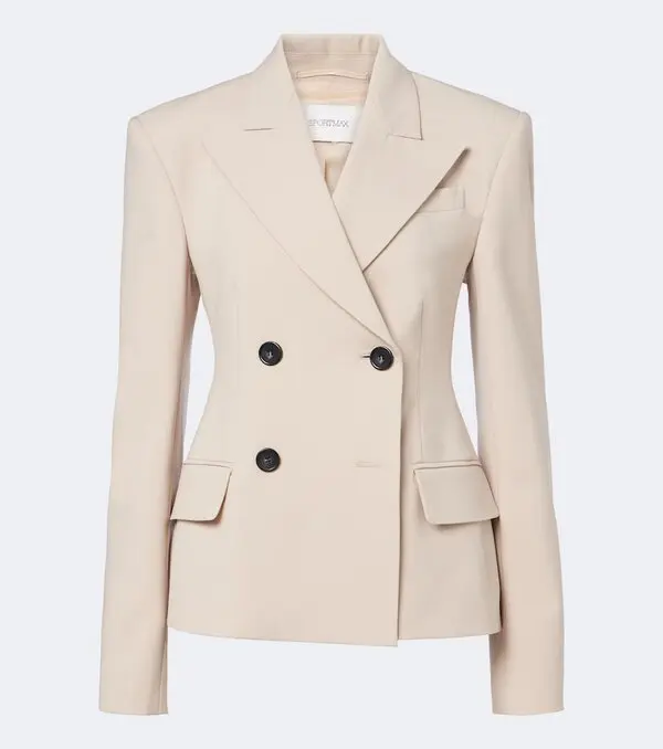 Sportmax Double-breasted Wool-blend Blazer - Beige