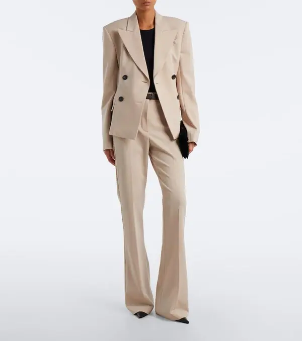 Sportmax Double-breasted Wool-blend Blazer - Beige
