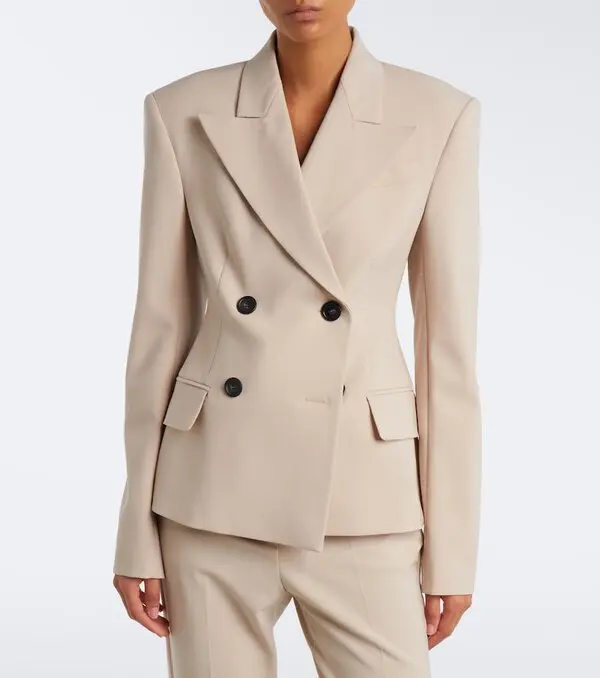 Sportmax Double-breasted Wool-blend Blazer - Beige