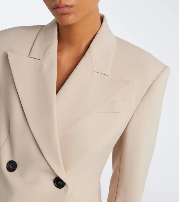 Sportmax Double-breasted Wool-blend Blazer - Beige