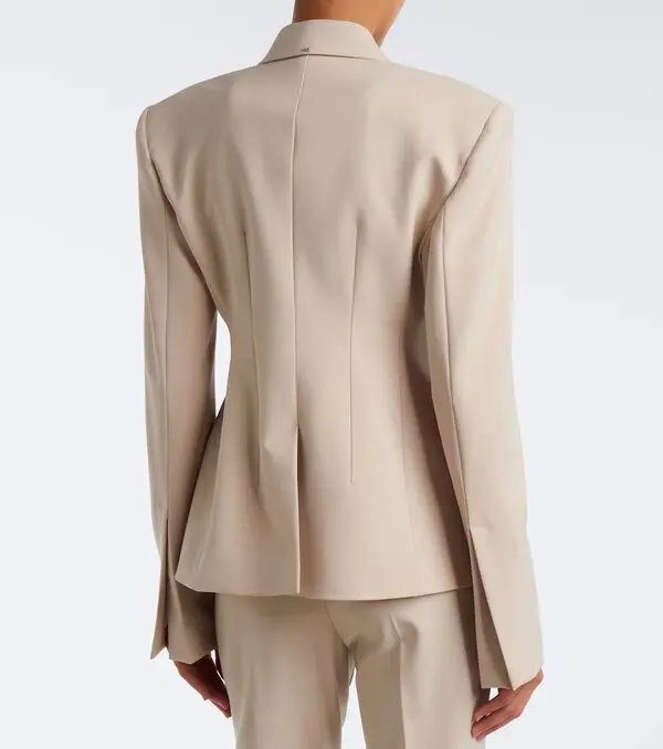 Sportmax Double-breasted Wool-blend Blazer - Beige
