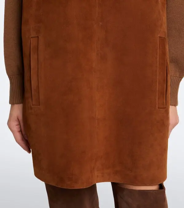Max Mara Leather-trimmed Wool And Cashmere Sweater Dress