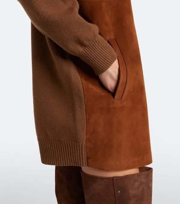 Max Mara Leather-trimmed Wool And Cashmere Sweater Dress