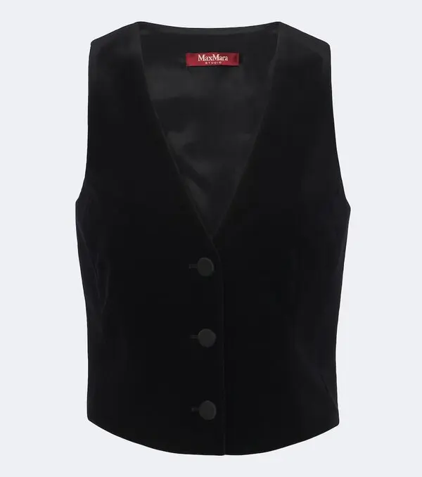 Max Mara Elegante Cotton Velvet Vest - Black