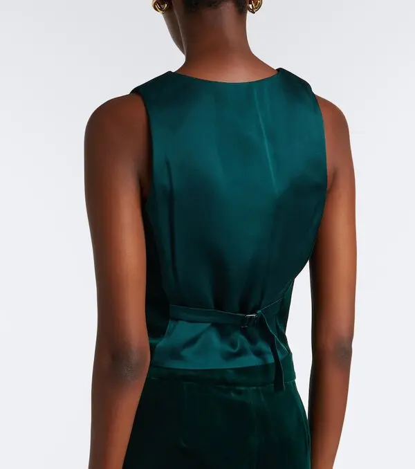 Max Mara Elegante Cotton Velvet Vest - Green