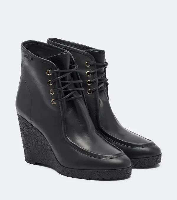 Isabel Marant Étoile Cylia Leather Wedge Ankle Boots - Black