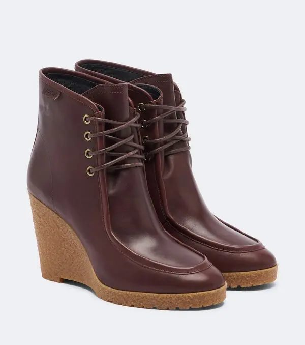 Isabel Marant Étoile Cylia Leather Wedge Ankle Boots - Brown