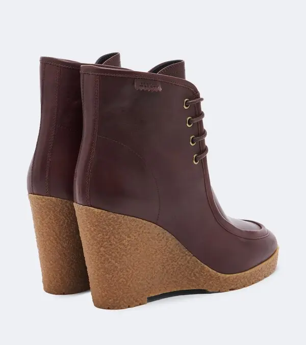 Isabel Marant Étoile Cylia Leather Wedge Ankle Boots - Brown