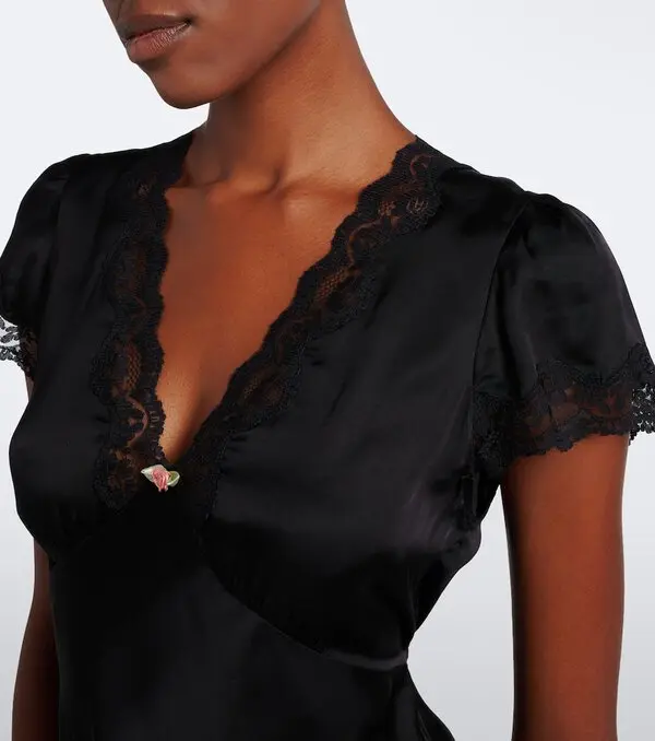 Rixo Karia Lace-trimmed Satin Top