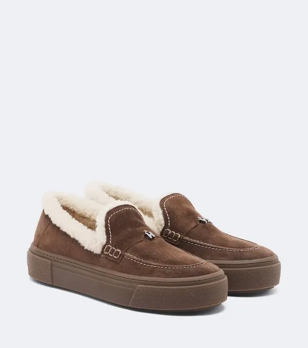 Hogan H705 Shearling-lined Suede Loafers